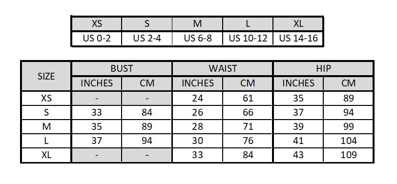 La Miel | Size Chart